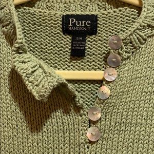 PURE | Sweaters | Pure Handknit Sweatergreen Sage Sz Sm Cropped | Poshmark
